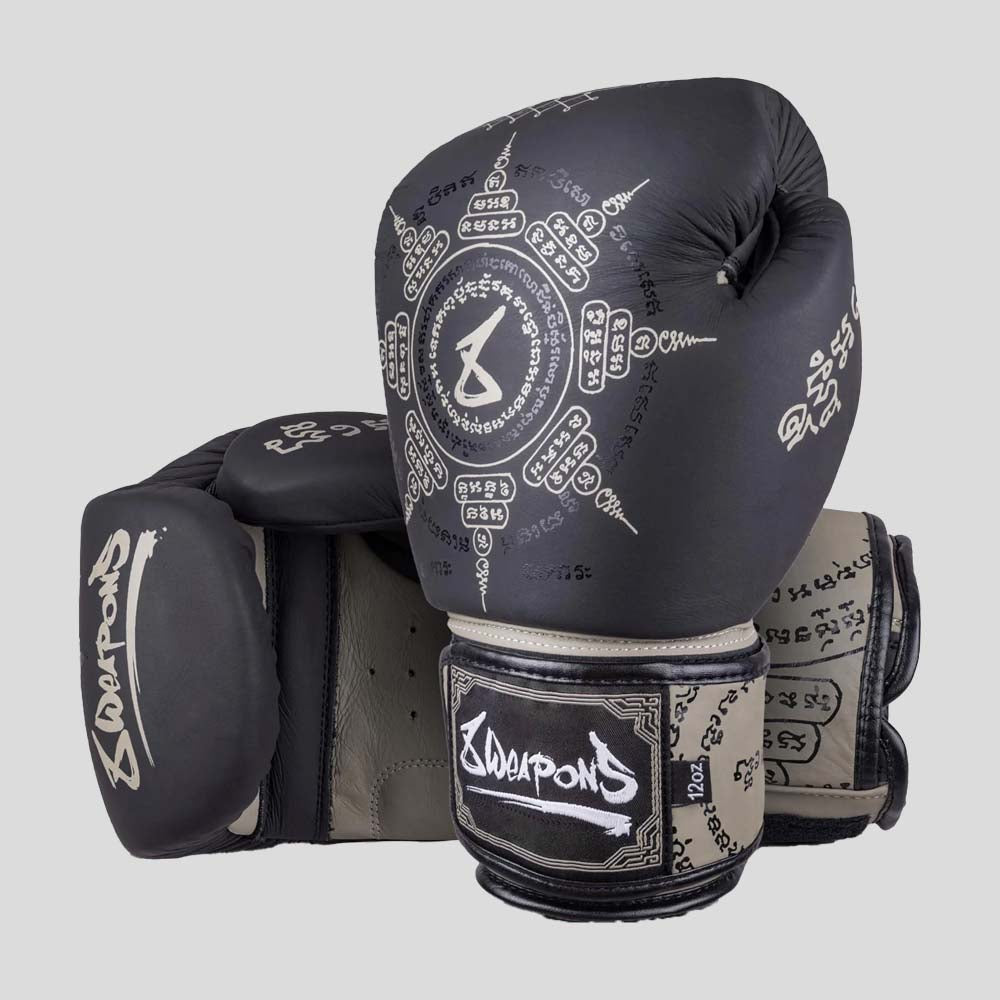 8 Weapons 8 Ways Yant Boxing Gloves Black/Sand from Made4Fighters