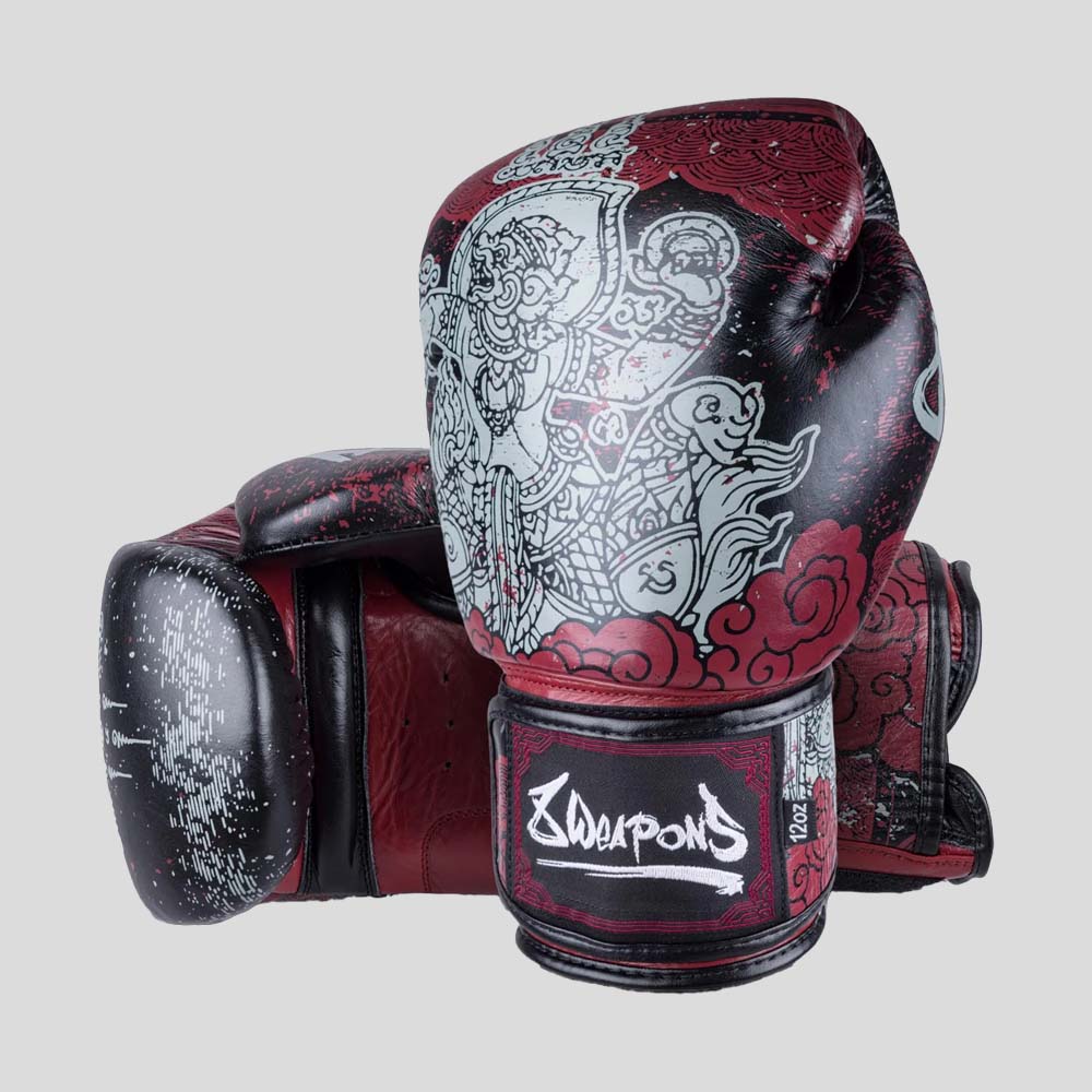8 Weapons Hanuman Yant Boxing Gloves Black/Red – Made4Fighters