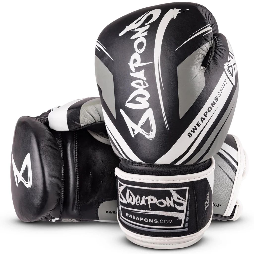 8 Weapons Shift Boxing Gloves Black/White – Made4Fighters