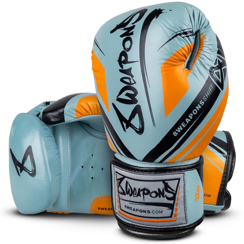 8 Weapons Shift Boxing Gloves Ice Grey/Orange from Made4Fighters