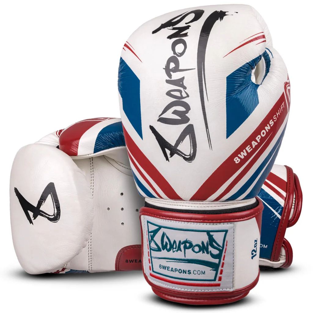 8 Weapons Shift Boxing Gloves White/Navy/Red – Made4Fighters