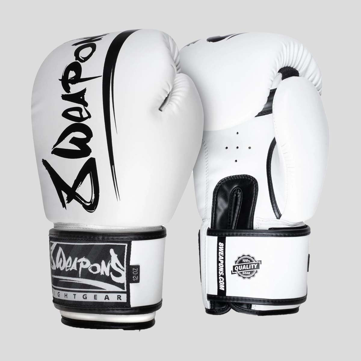 8 Weapons Unlimited 2.0 Boxing Gloves White/Black from Made4Fighters