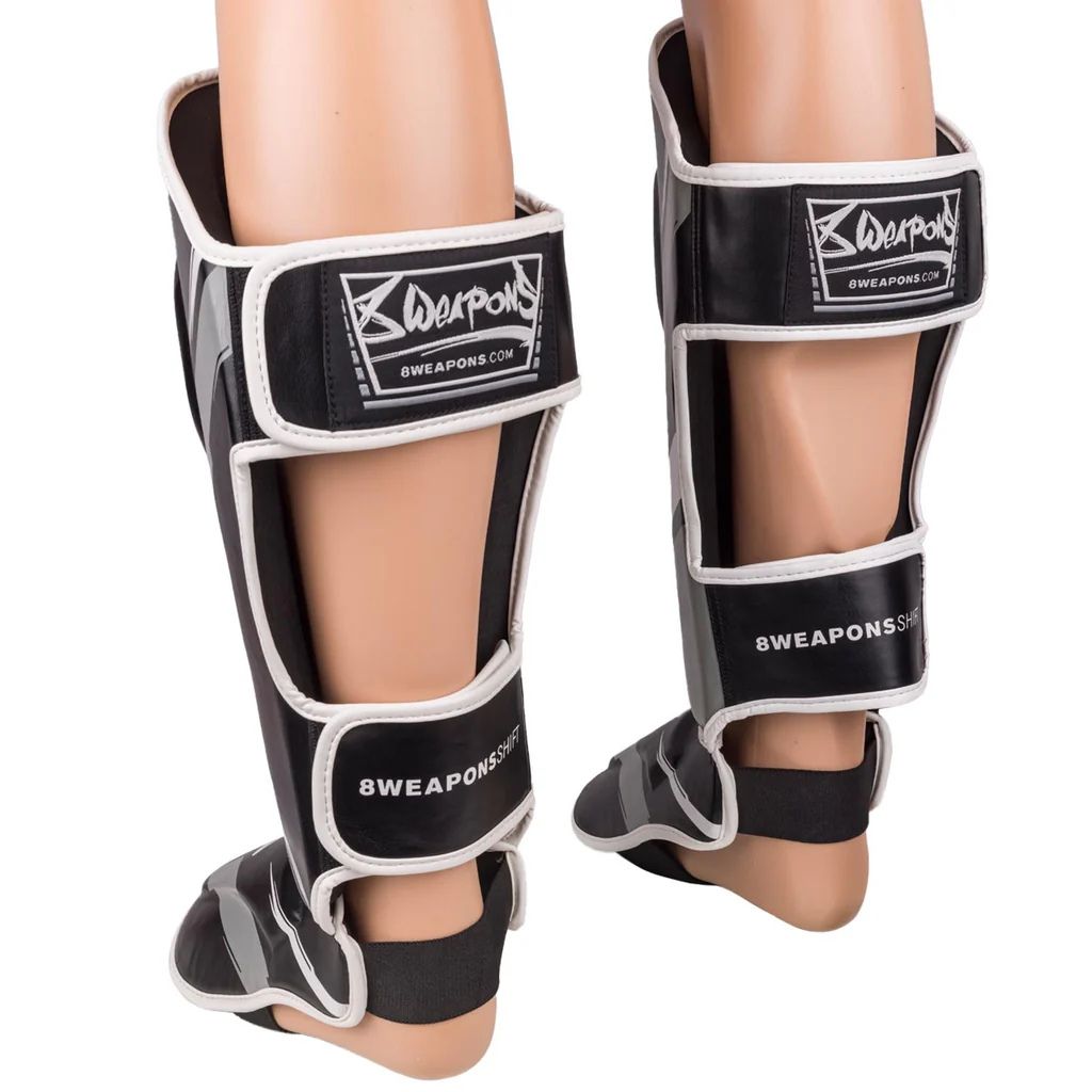 8 Weapons Shift Shin Guards Black/White – Made4Fighters
