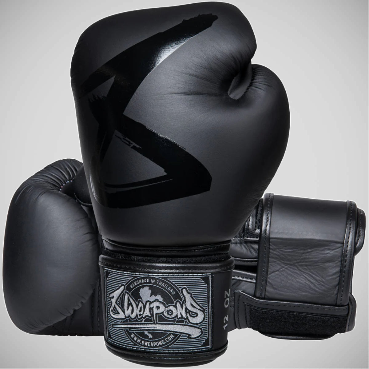 8 Weapons Big 8 Premium Boxing Gloves Black/Black from Made4Fighters