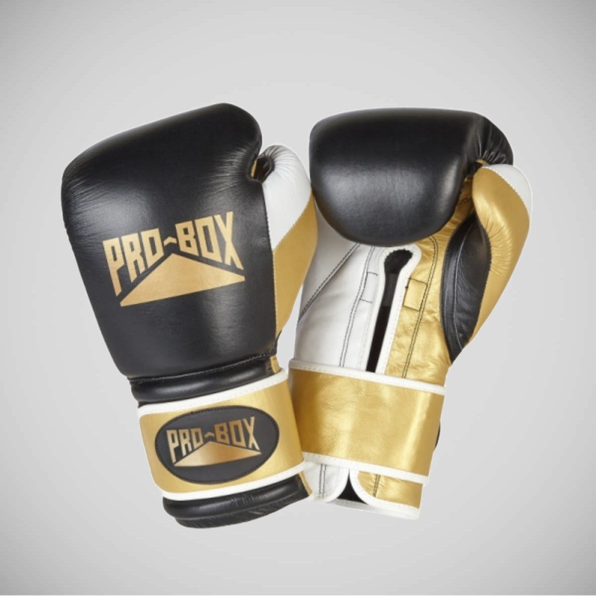 Guantes de boxeo de cuero pro-spar pro-box Black/dorado de Made4Fighters