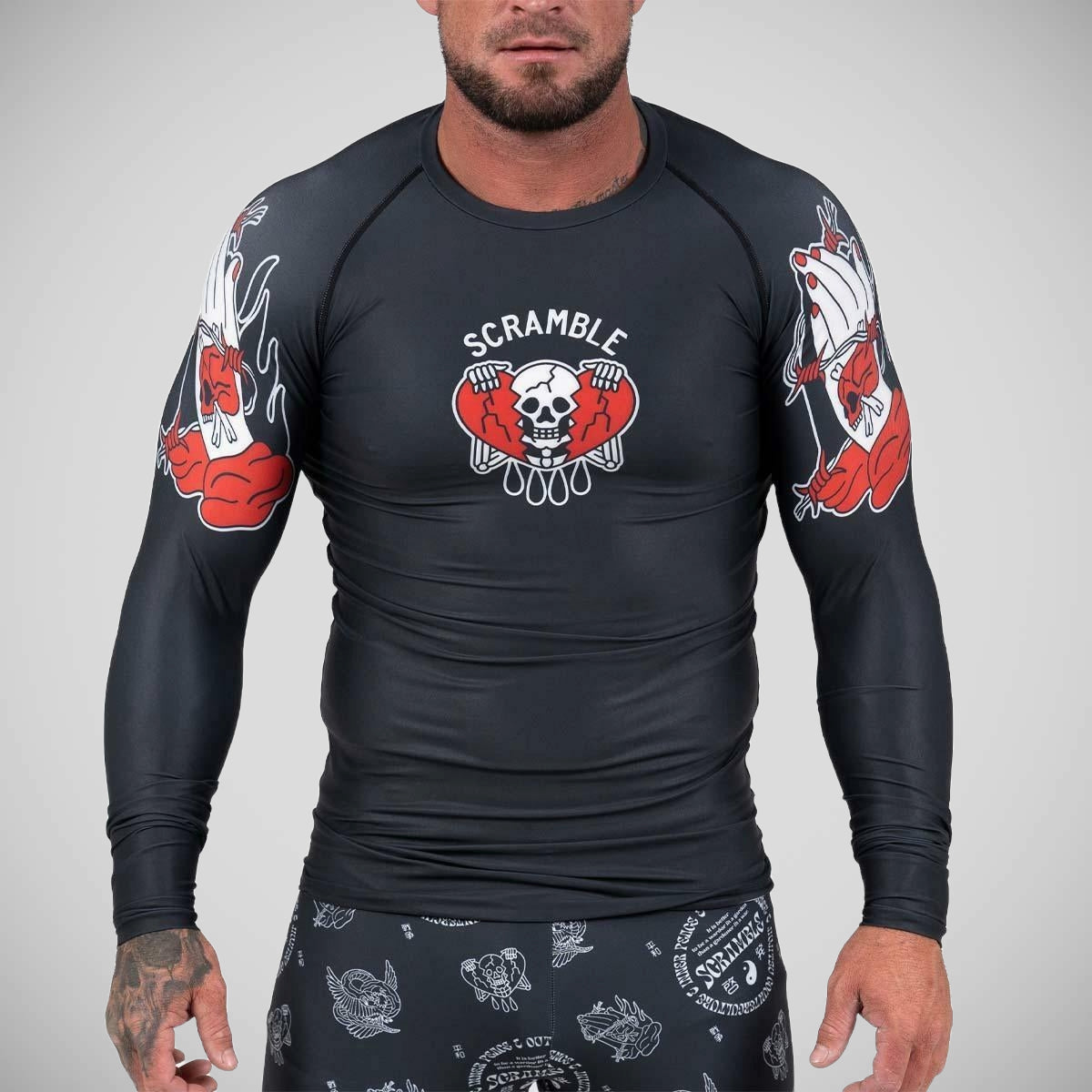 Black Scramble Peace and Violence Rash Guard from Made4Fighters