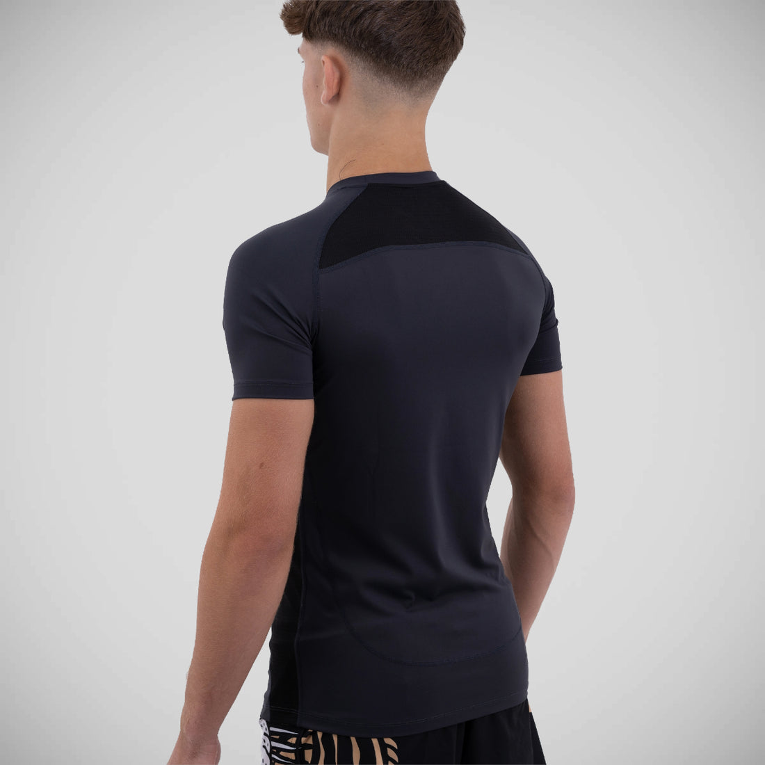 Black Scramble Shinobi Short Sleeve Rash Guard from Made4Fighters