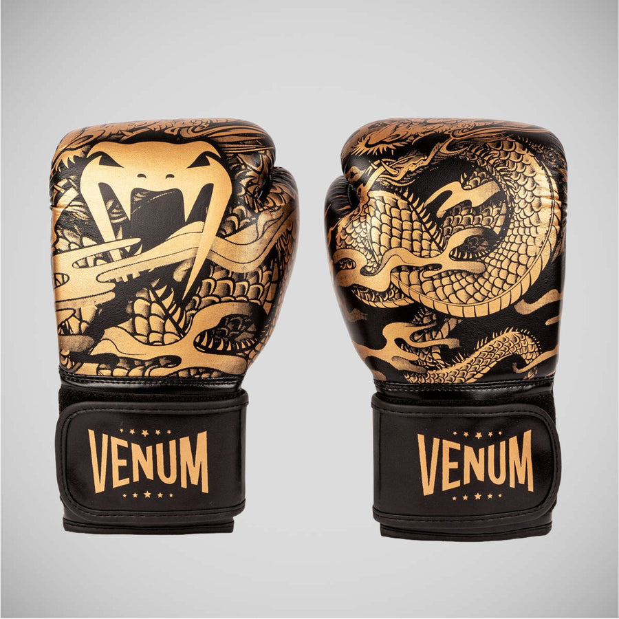 Venum Dragon's Flight Boxing Gloves Black/Bronze from Made4Fighters