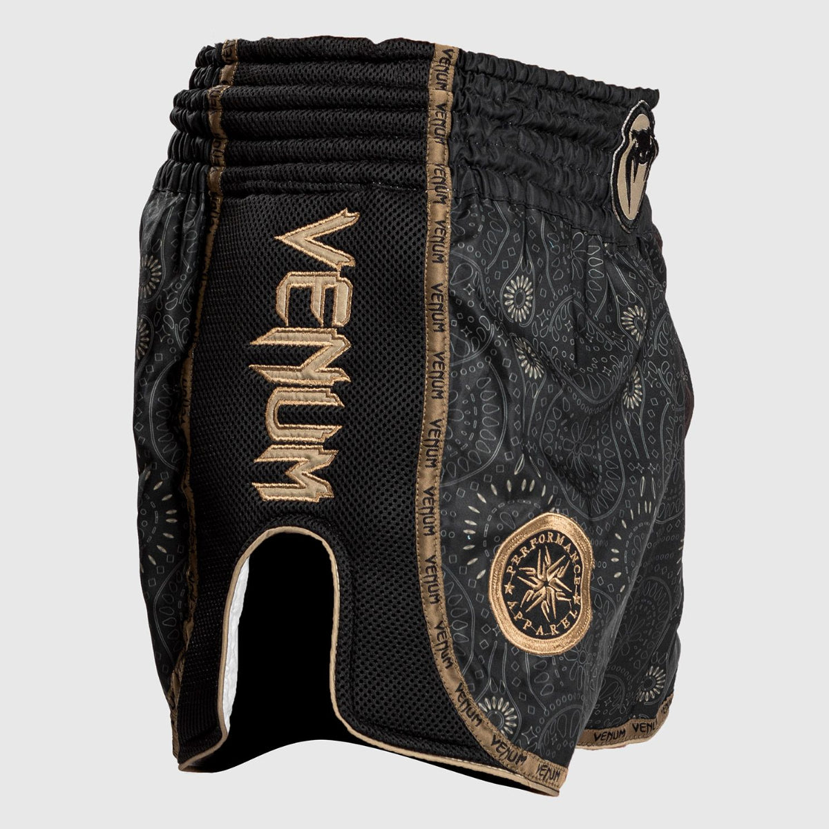 Black/Brown Venum Santa Muerte Dark Side Muay Thai Shorts from Made4Fighters