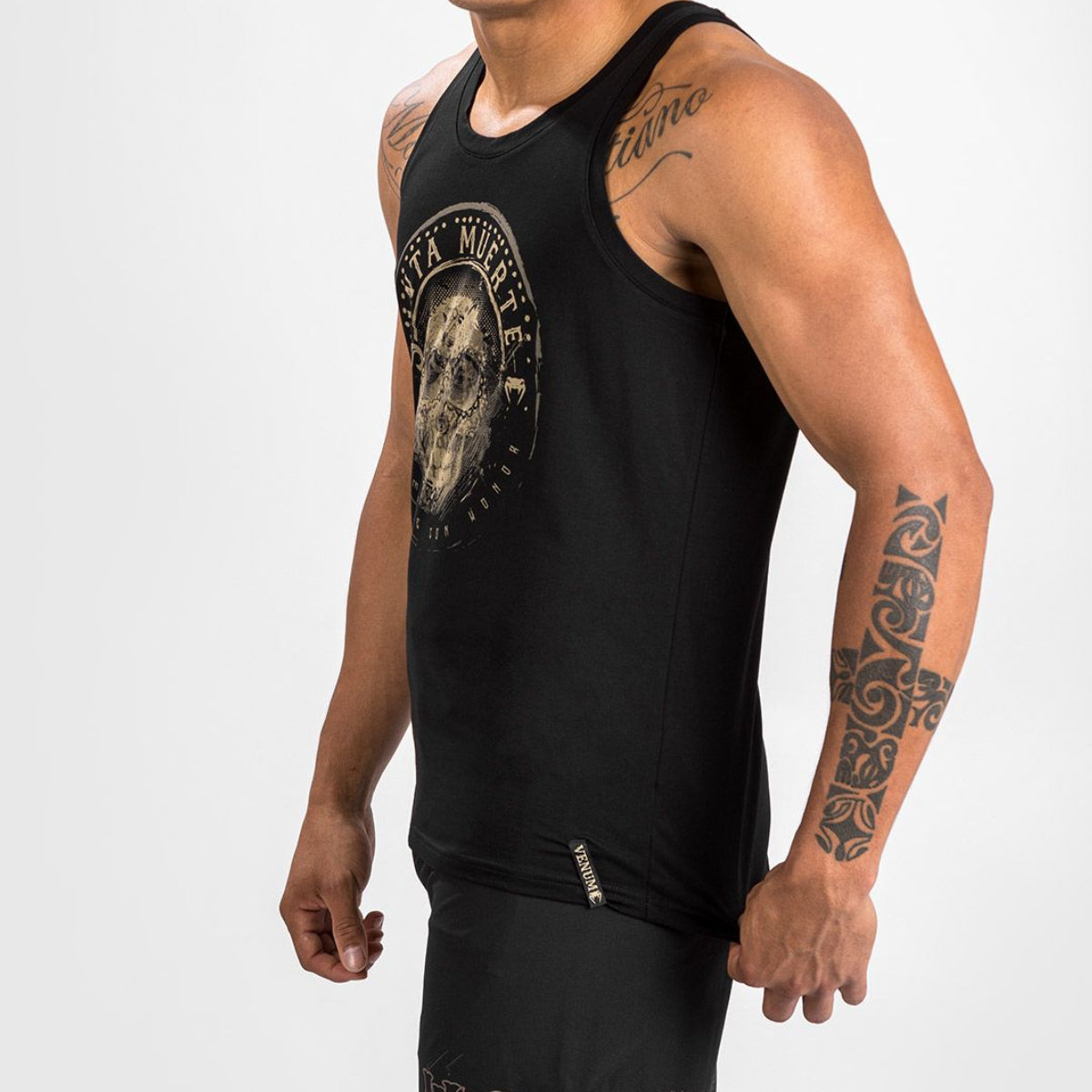 Black/Brown Venum Santa Muerte Dark Side Tank Top from Made4Fighters