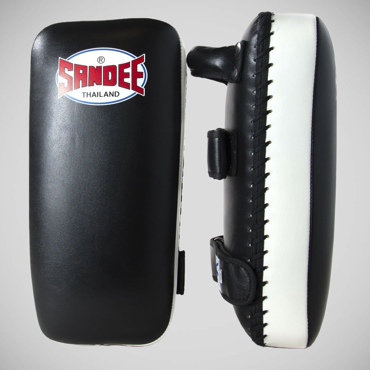 Sandee Extra Thick Flat Thai Kick Pads Black/White from Made4Fighters