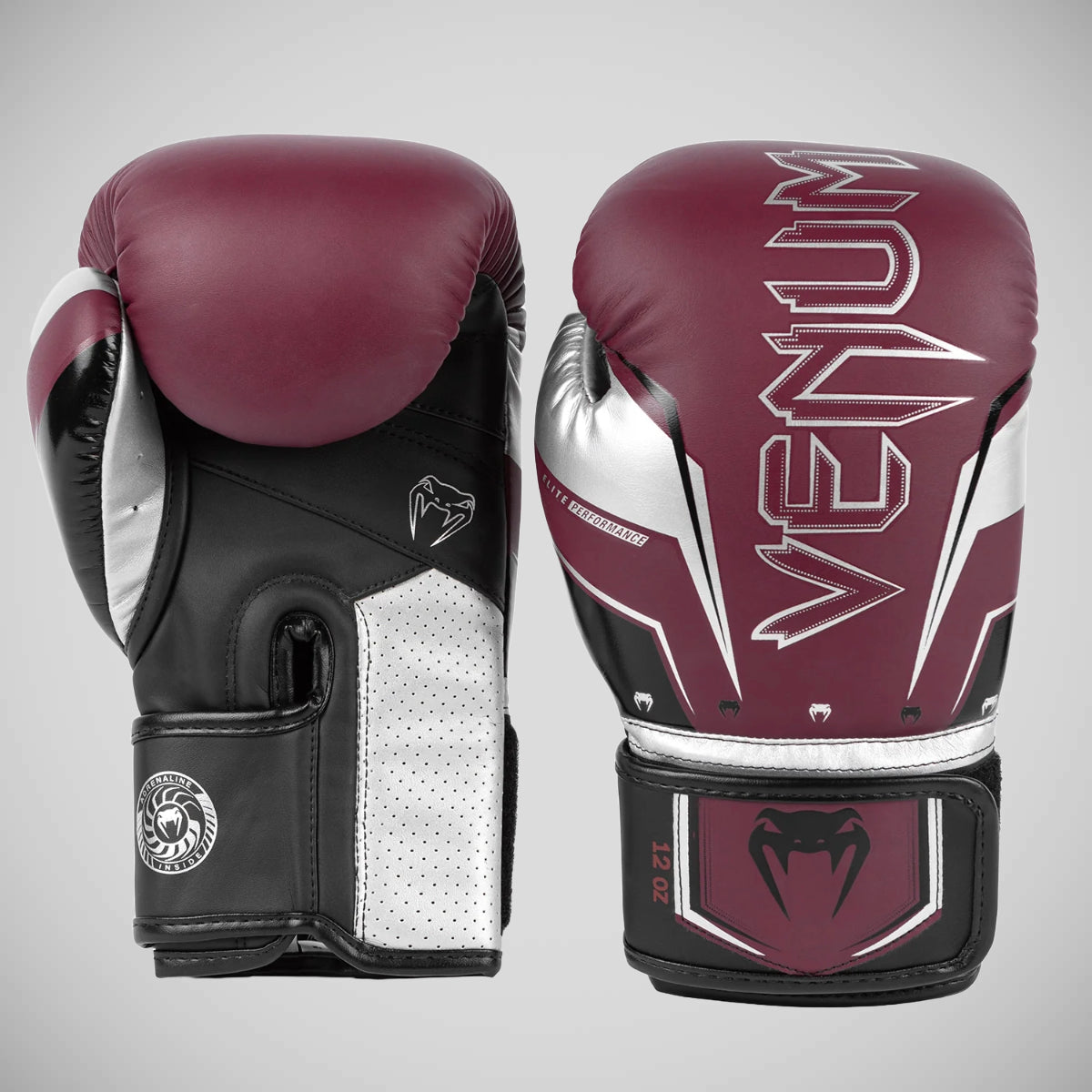 Venum Elite Evo Boxing Gloves Burgundy/Silver from Made4Fighters