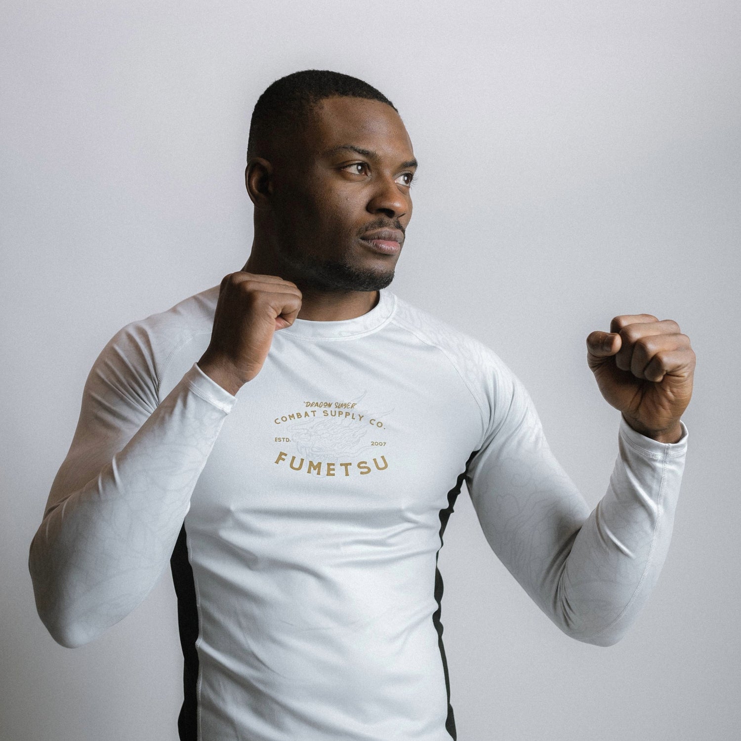 Fumetsu Dragon Slayer Long Sleeve Rash Guard White/Black/Gold from ...