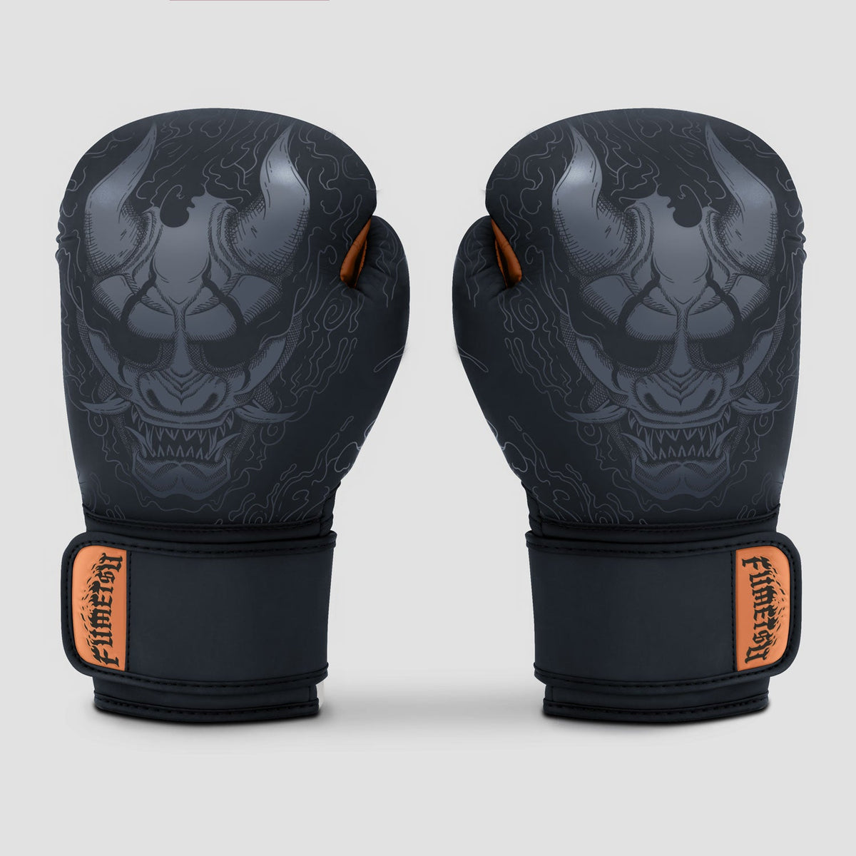 Fumetsu Oni Boxing Gloves Black/Grey/Bronze from Made4Fighters
