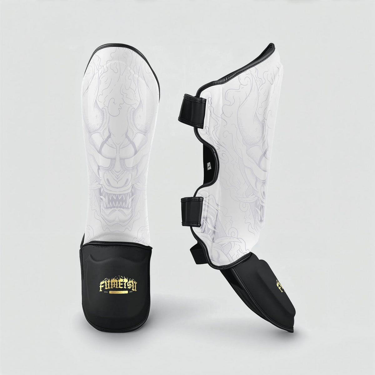 Fumetsu Oni Shin Guards White/Black/Gold from Made4Fighters