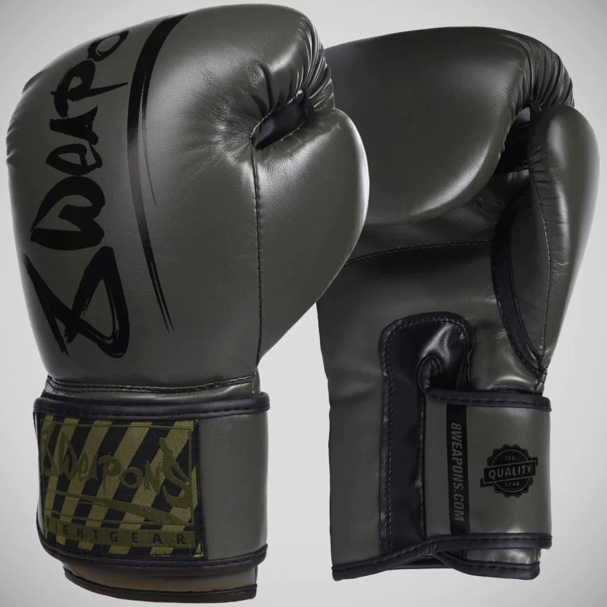 8 Weapons Unlimited Boxing Gloves Olive/Black from Made4Fighters