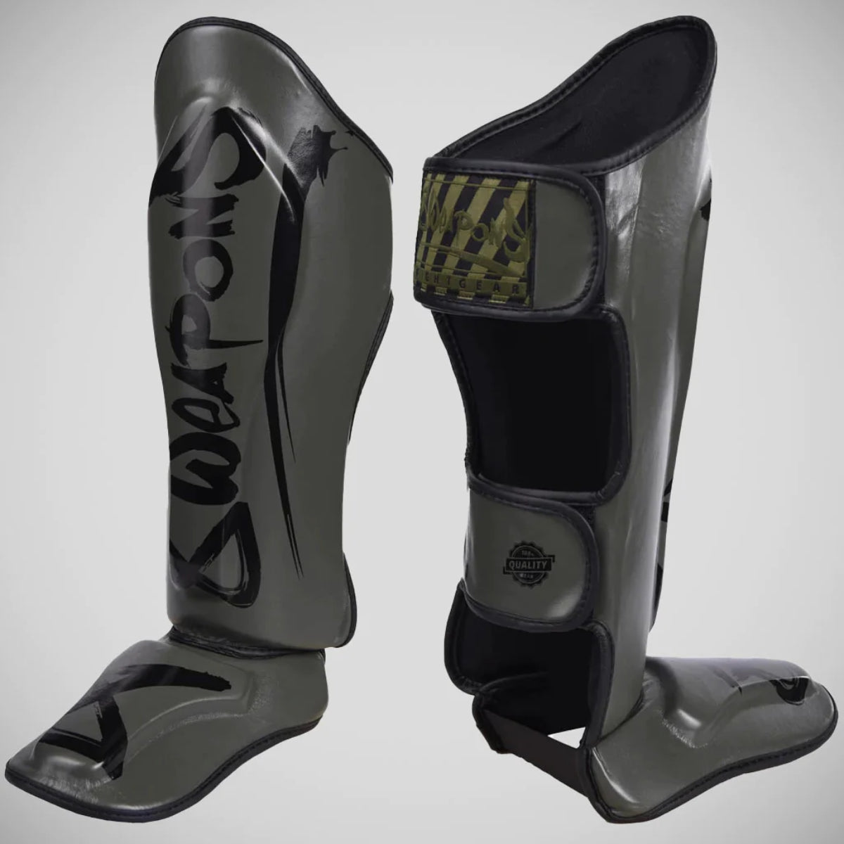 8 Weapons Unlimited Shin Guards Olive/Black from Made4Fighters