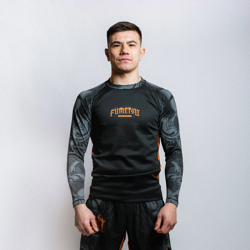 Fumetsu Oni Long Sleeve Rash Guard Black/Grey/Bronze from Made4Fighters