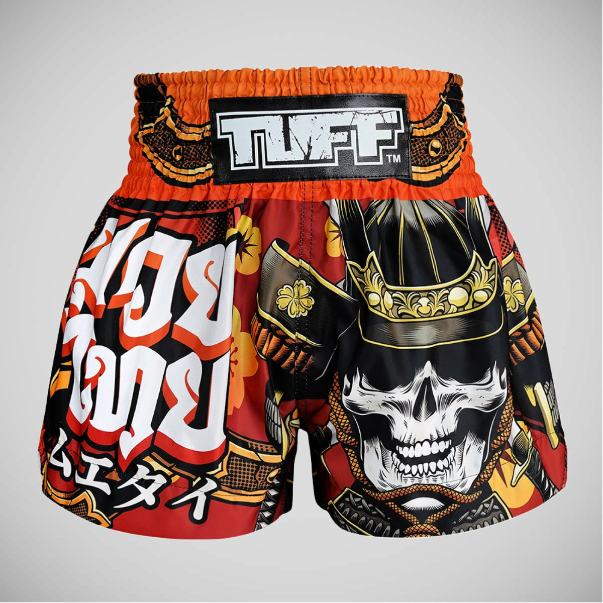 TUFF Sport MS658 Samurai Skull Muay Thai Shorts Pomarańczowo/Czarne w ...