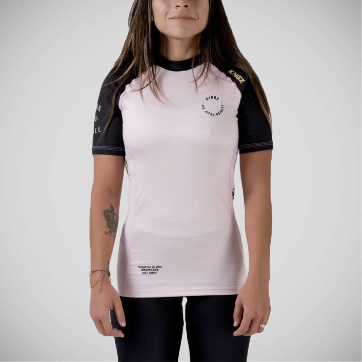 Kingz Born To Rule Ladies Short Sleeve Rash Guard Pink from Made4Fighters