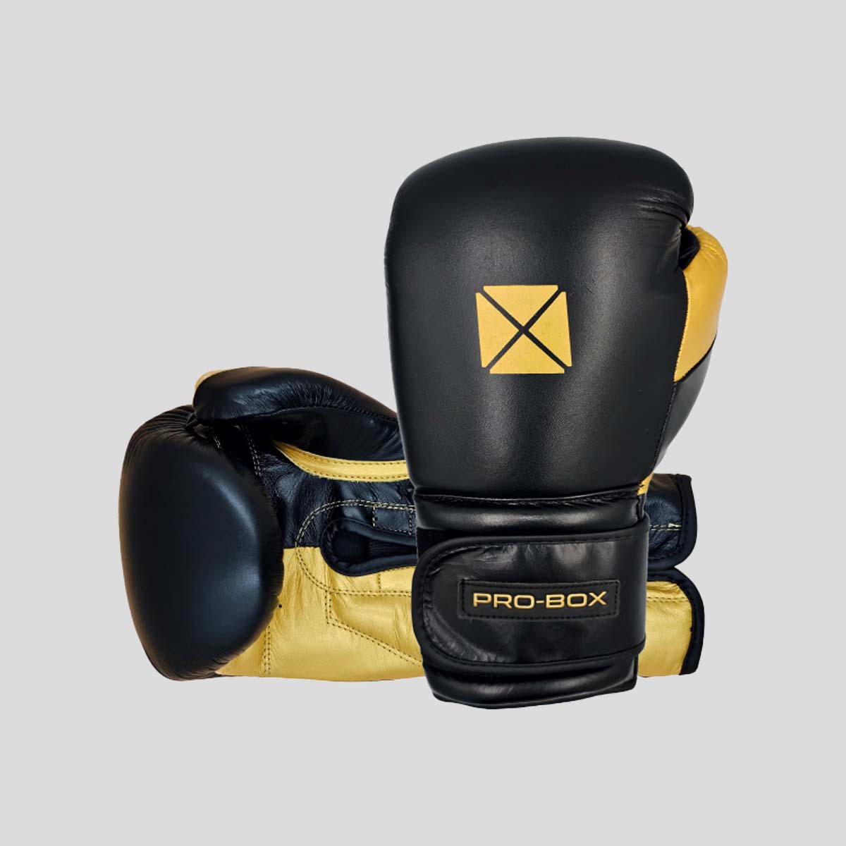 Pro-Box Pro-Spar Leather Boxing Gloves Black/Gold (NEW) from Made4Fighters