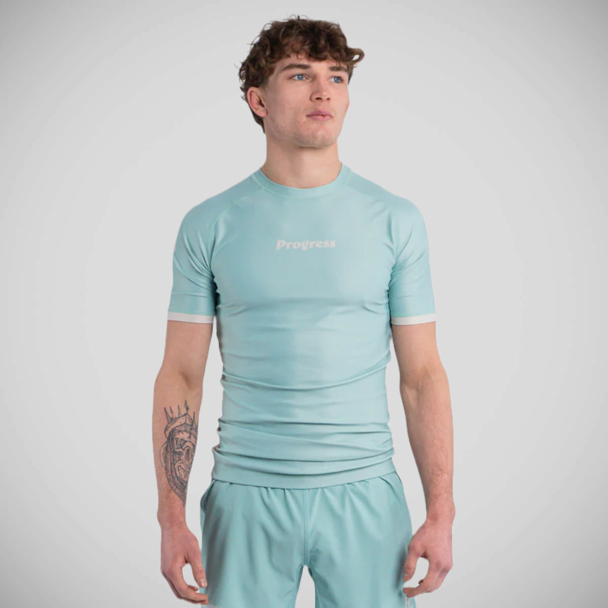 Progress Academy+ Short Sleeve Rash Guard Mint/Bone from Made4Fighters