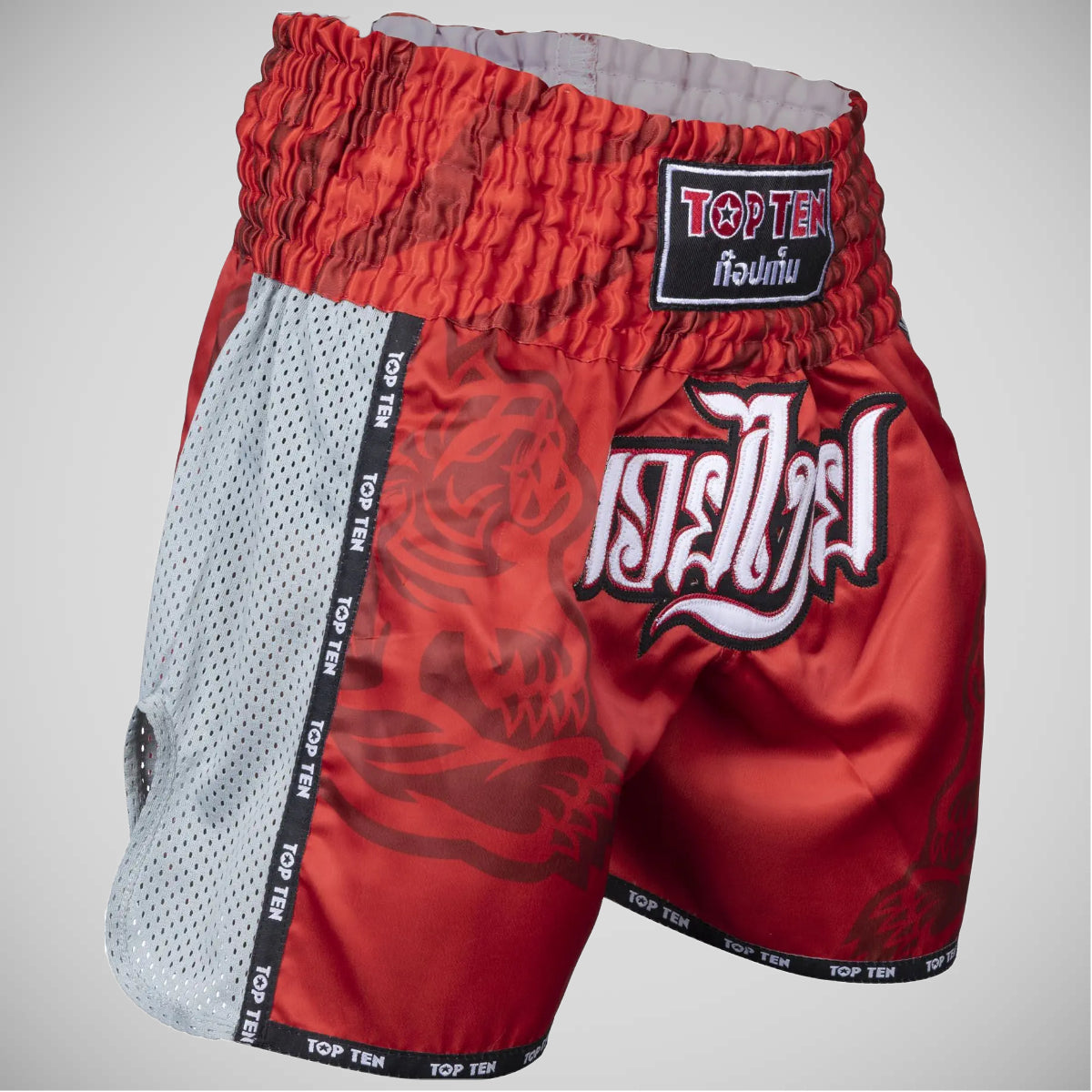 Top Ten Patchara Muay Thai Shorts Red from Made4Fighters