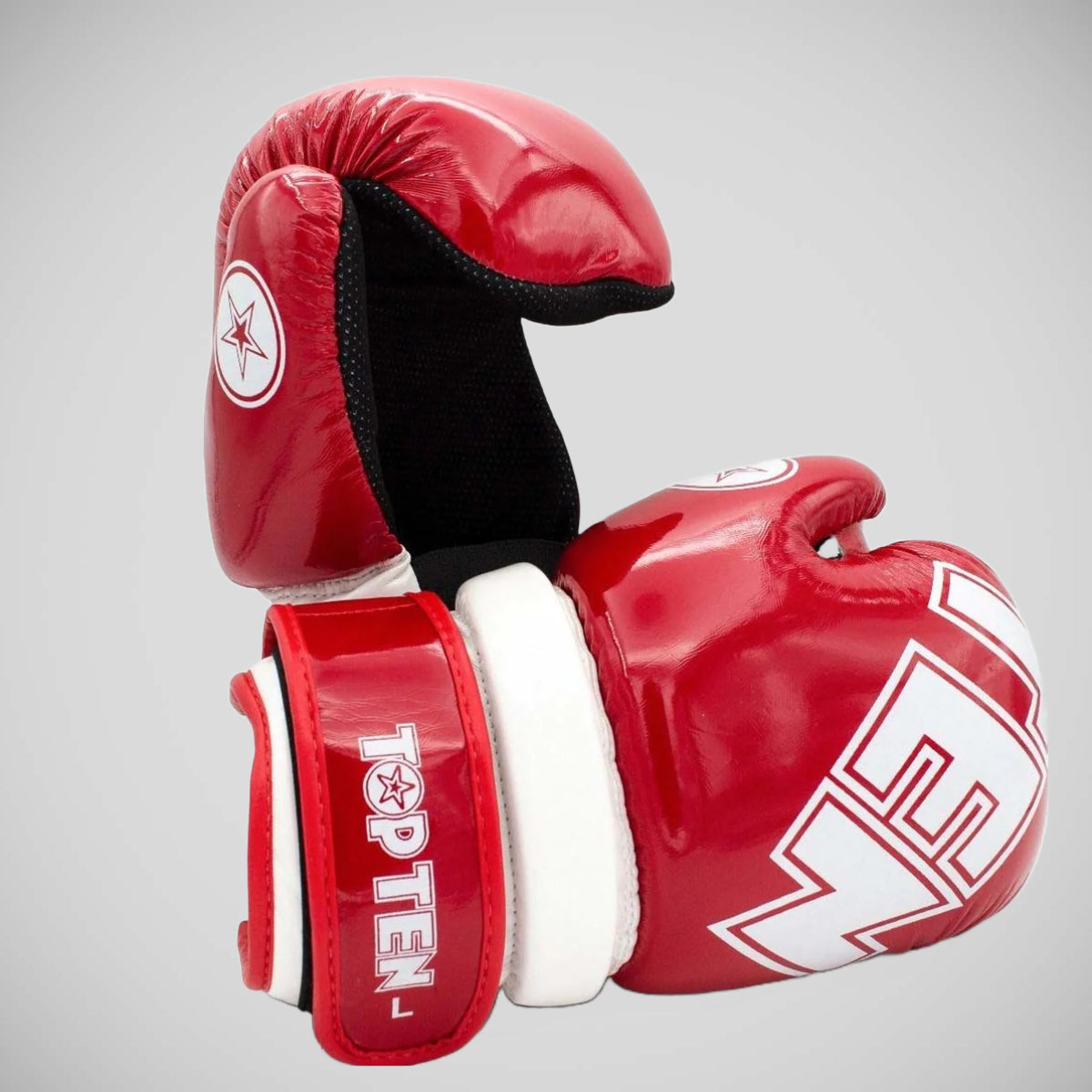 Top Ten Glossy Block Pointfighter Gloves Red/White from Made4Fighters