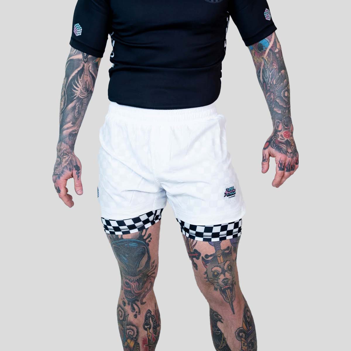 Roll Supreme The Finisher 2 in 1 Jiu Jitsu Shorts White/Black from ...