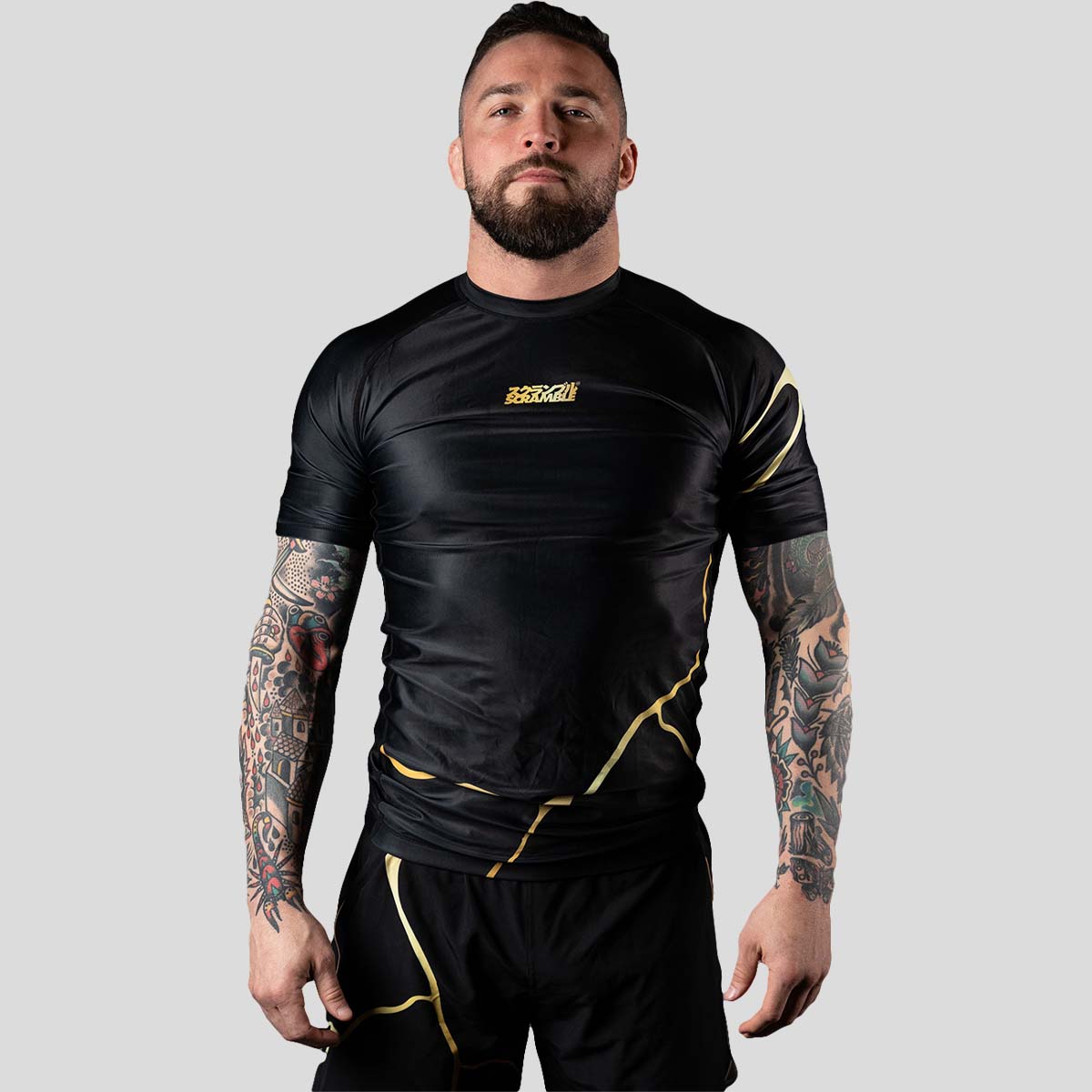 Scramble Kintsugi Rash Guard Black de Made4Fighters