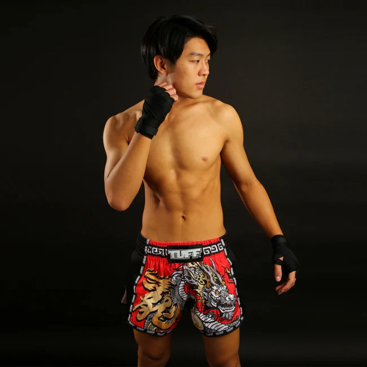 TUFF Sport MRS205 Retro Style Red Chinese Dragon Muay Thai Shorts at ...