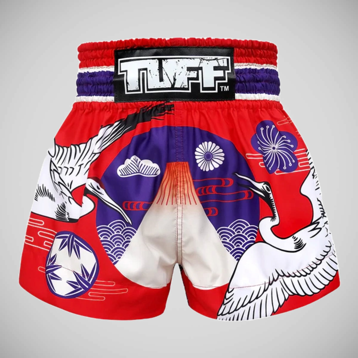 Tuf Sport MS639 Red Japanese Drawing Crane Birds Muay Thai ShortSat ...