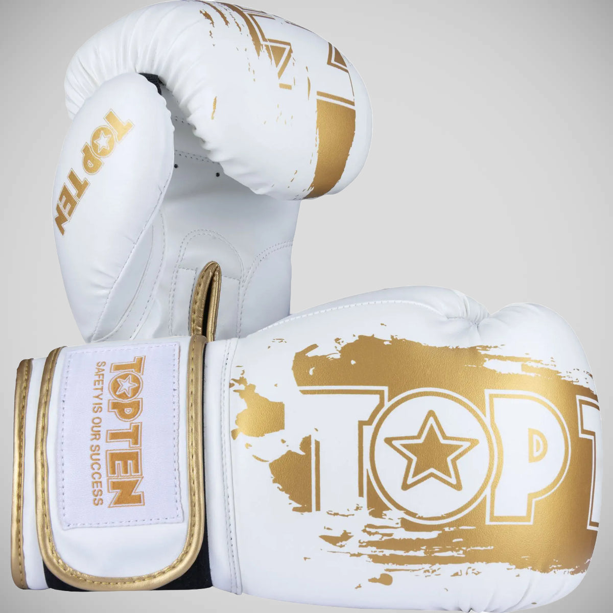 Top Ten Power Ink Golden Star Boxing Gloves White/Gold from Made4Fighters