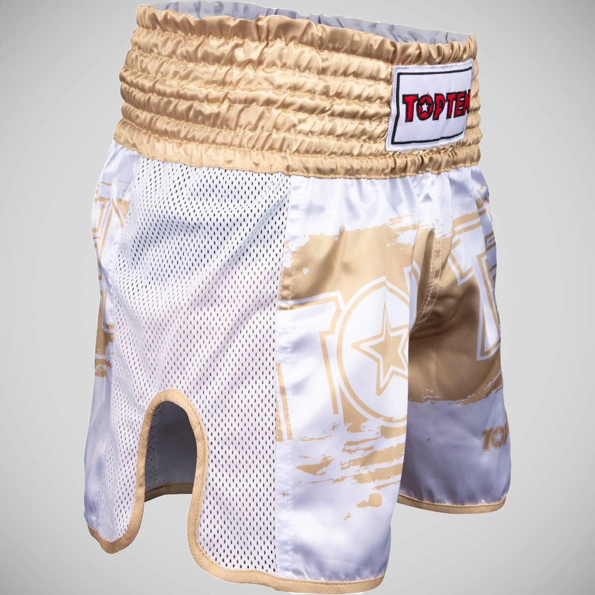Top Ten Power Ink Golden Star Kickboxing Shorts White/Gold from ...