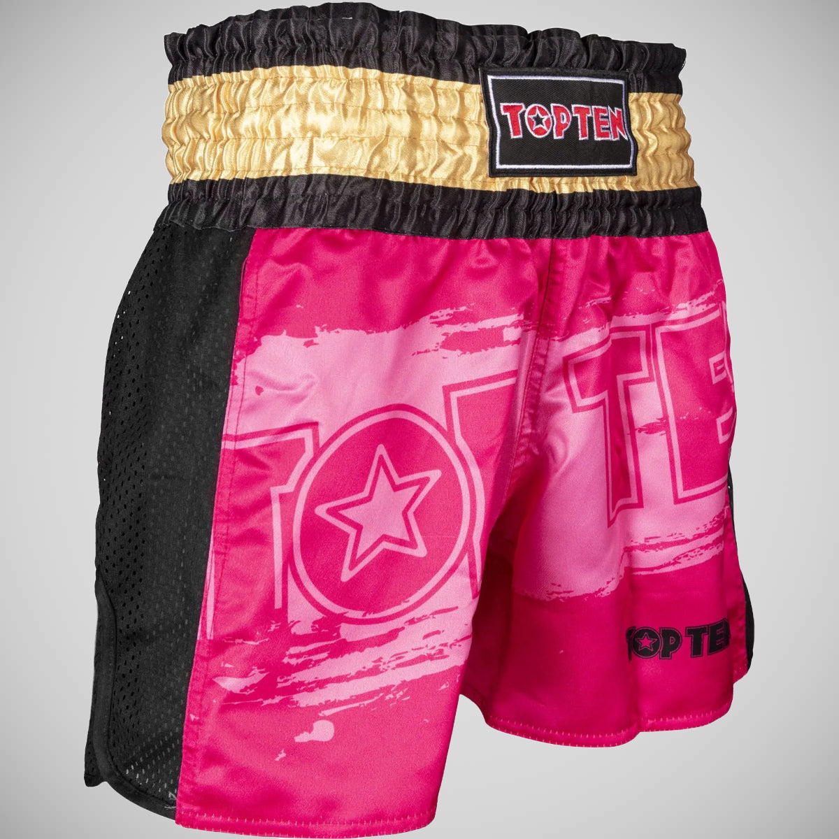 Top Ten Power Ink Kickboxing Shorts Pink/Gold from Made4Fighters