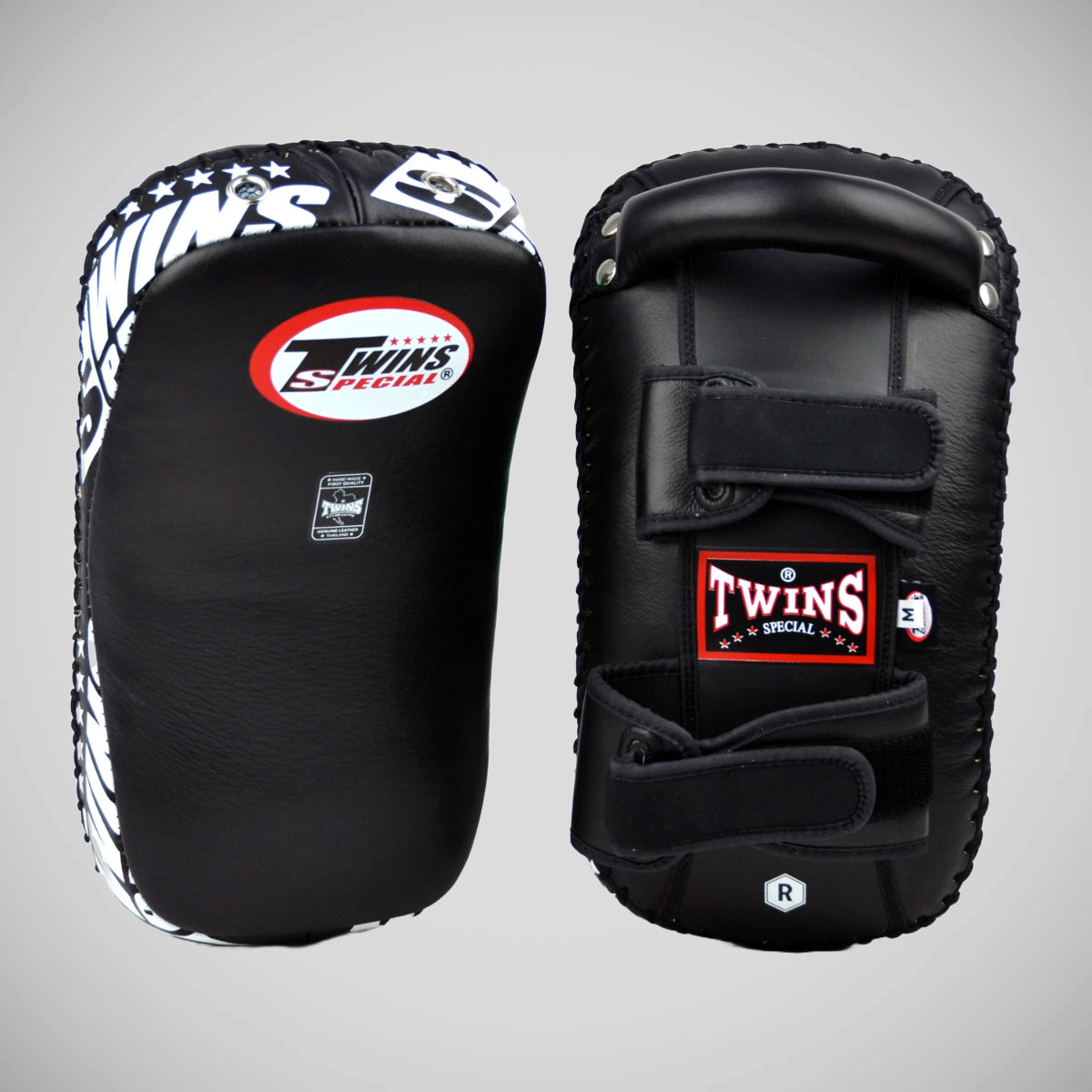 Twins Special KPL10 Deluxe Curved Leather Kick Pad from Made4Fighters