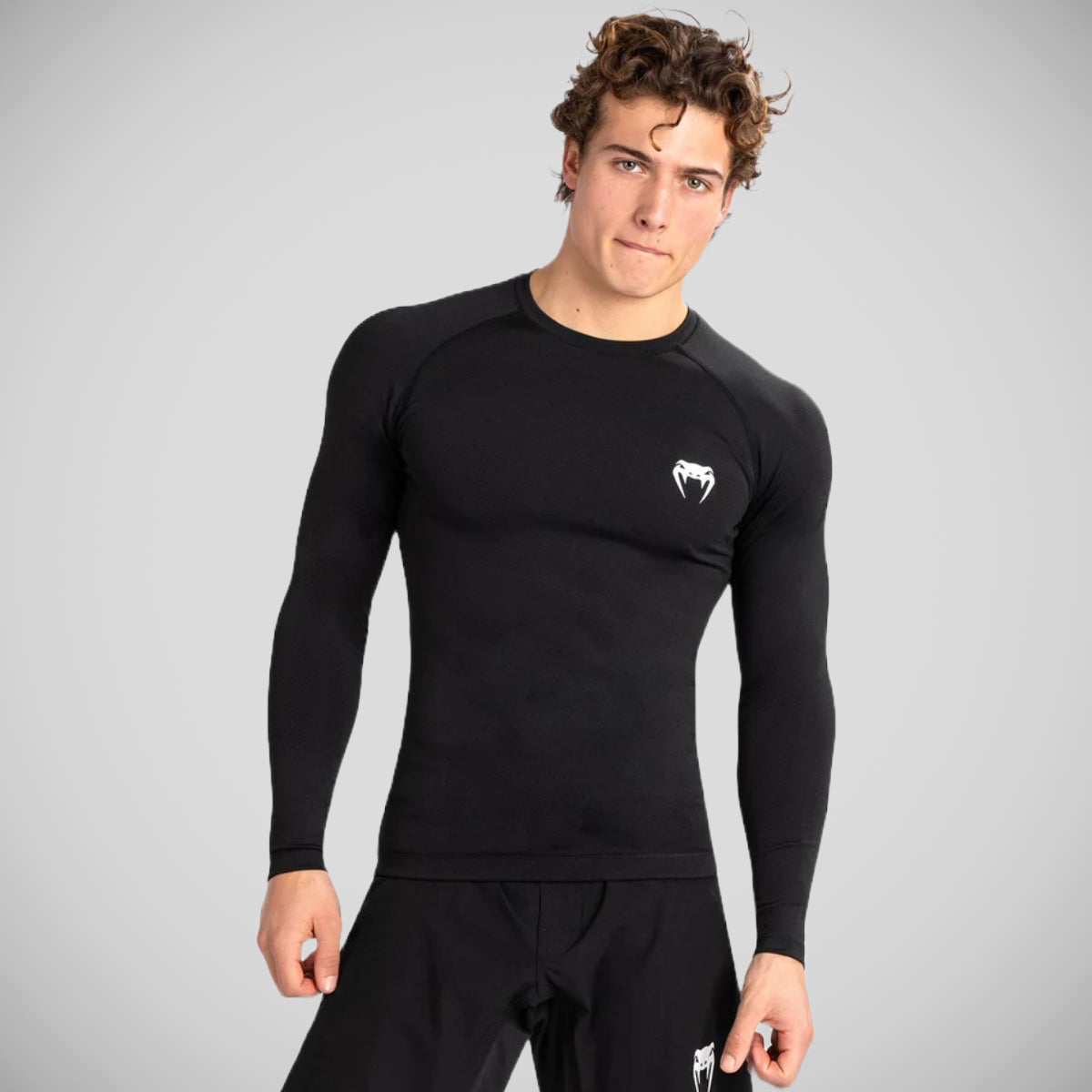 Venum Contender Long Sleeve Rash Guard Black/White from Made4Fighters
