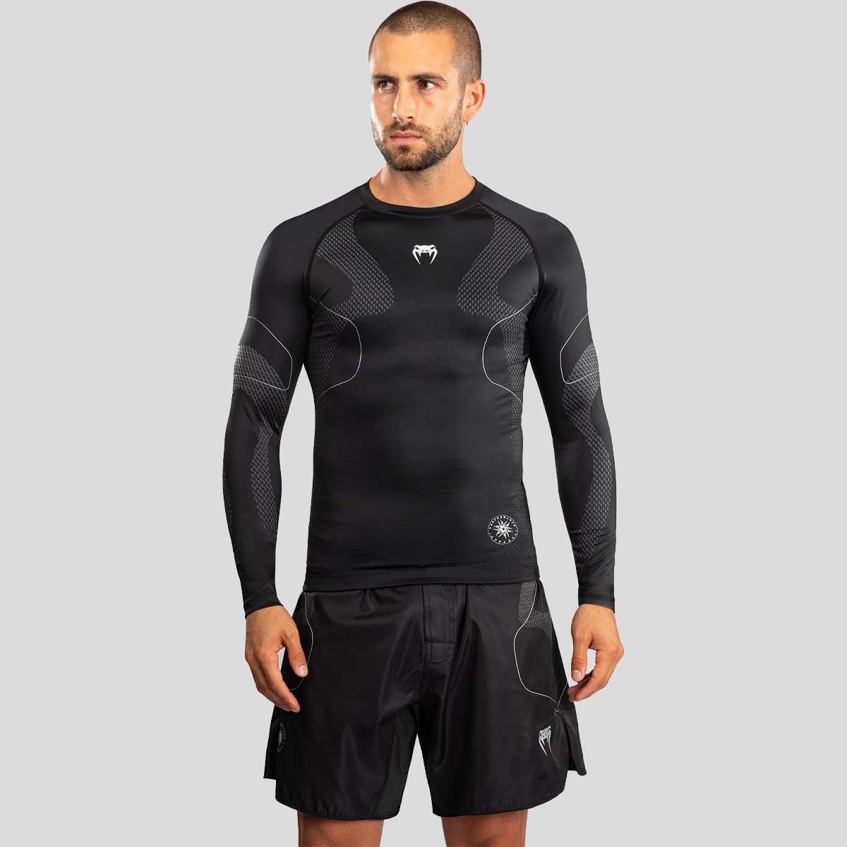 Venum Nexus Long Sleeve Rash Guard Black/Silver from Made4Fighters