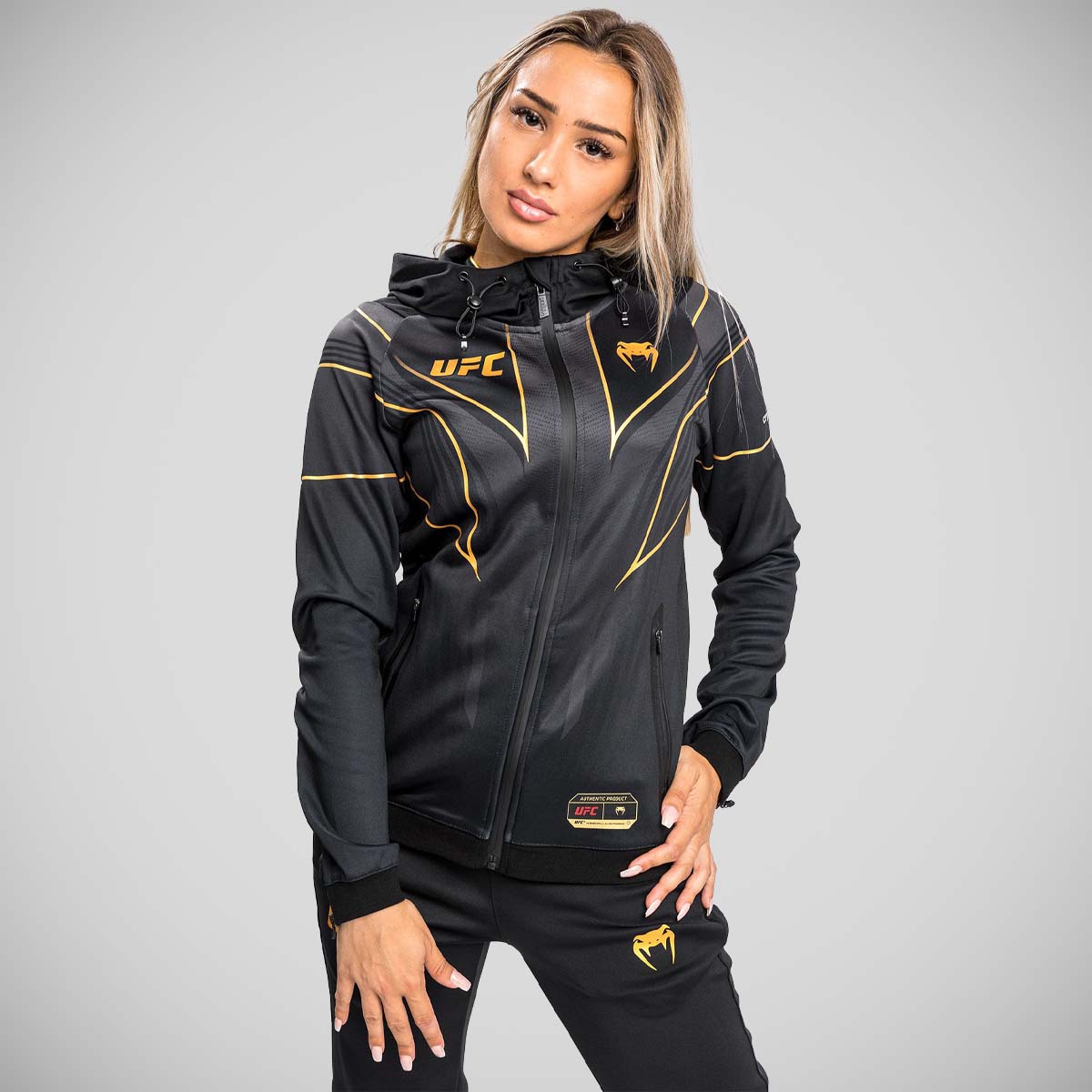 Venum UFC Authentic Fight Night 2.0 Women's Walkout Hoodie Black/Gold ...