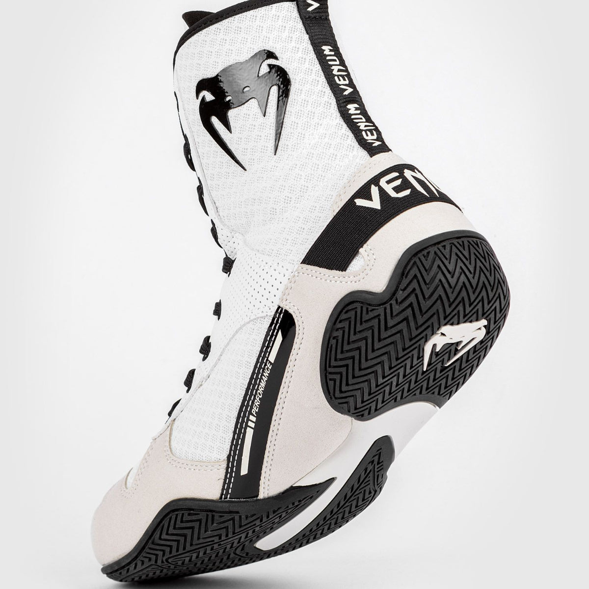 White/Black Venum Elite Boxing Boots from Made4Fighters