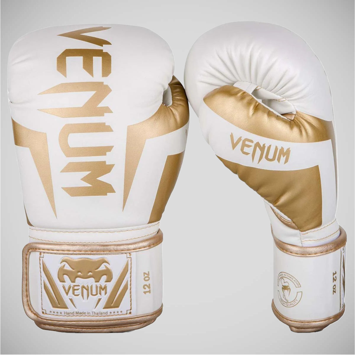 Venum Elite Boxing Gloves White/Gold from Made4Fighters