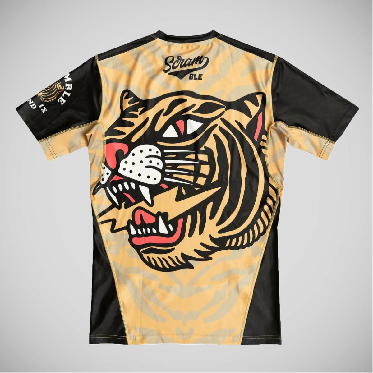 Yellow Scramble Tigre Short Sleeve Rash Guard from Made4Fighters