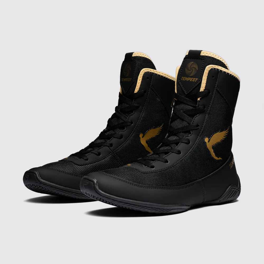 Fly Tempest Boxing Boots Black/Gold from Made4Fighters