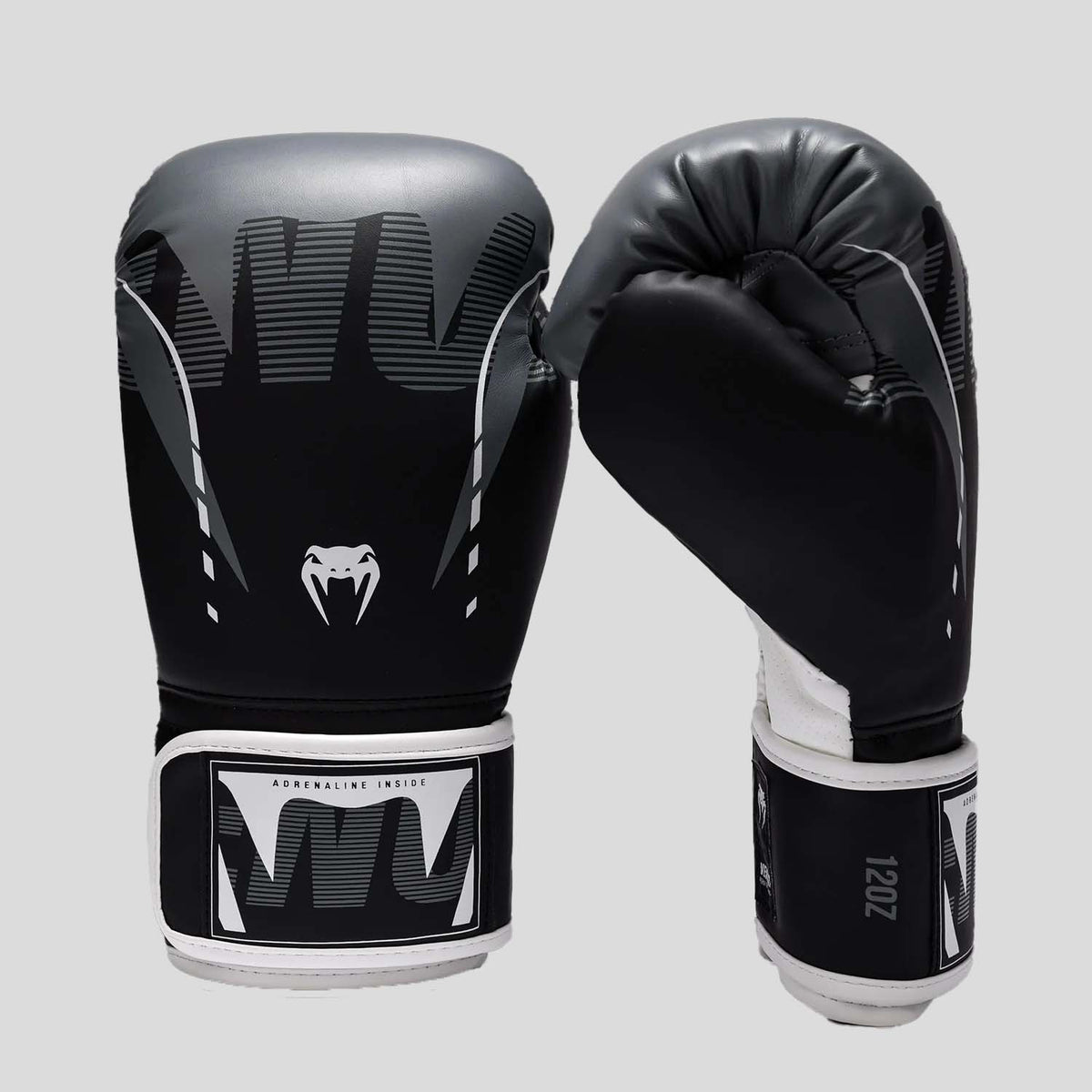 Venum Adrenaline Boxing Gloves Black/Silver Grey from Made4Fighters