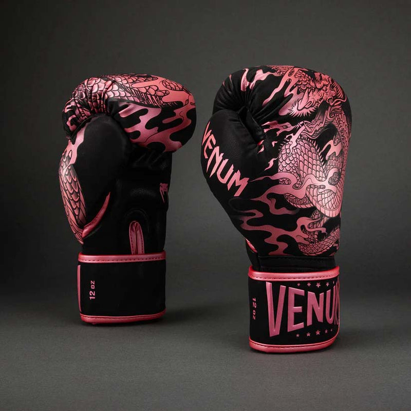 Venum Dragon's Flight Boxing Gloves Black/Metallic Pink – Made4Fighters